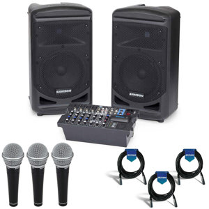 Samson XP800 800W PA System with Bluetooth W/3x R21 Vocal/Recording Mic ...