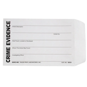 Sirchie 6 x 9" Preprinted Evidence Envelope, Set of 100, White EE69