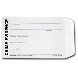 Sirchie Preprinted White Evidence Envelope, 9x12", Set of 100 EE912