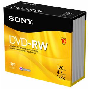 Sony 10DMW47SS DVD-RW Re-Recordable DVD 4.7GB Discs, 10 Pack - Adorama