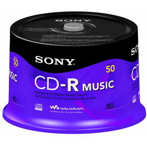 Sony CD-R Music Recordable Compact Disc, Pack of 50 Spindle - Adorama