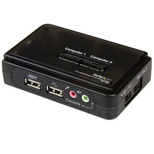 StarTech 2 Port USB KVM Switch Kit with Audio and Cables SV211KUSB