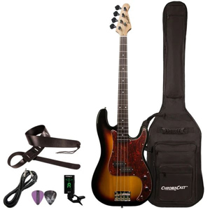 Sawtooth EP Series Electric Bass Guitar with GigBag, Vintage Burst