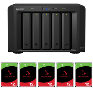 Synology DX517 5-Bay Expansion Unit w/5x IronWolf 12TB Internal NAS ...