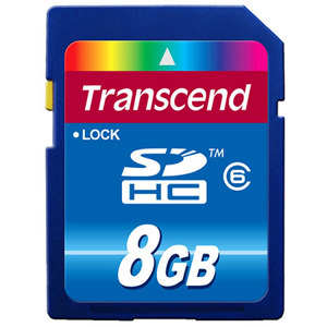 Transcend 8GB Secure Digital High Capacity (SDHC) Class 6 Memory Card