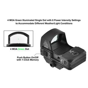 UTG 1x Reflex Micro Dot Sight with 4 MOA Green Single Dot, Matte Black