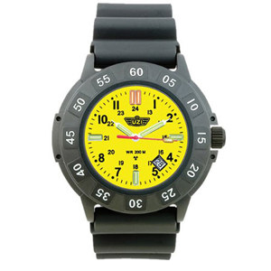 UZI Protector Thailand Movement Men's Watch with Rubber Strap, Black/Yellow