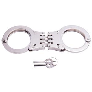 UZI Double Lock Hinged Handcuff with 2 Keys, Stainless Steel, Silver