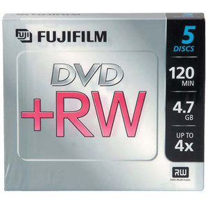 Fujifilm DVD+RW, 120 Minute, 4.7 GB, 4x, 5 Disc Pack 25322075