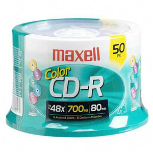 Maxell 700MB 48x Color CD-R Disc, 50 Pack Spindle