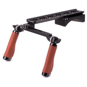 Wooden Camera Shoulder Rig V2 Base with Rosette Handles, Brown Leather