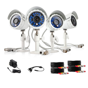 Zmodo 700TVL Outdoor Bullet Security Cameras, 3.6mm Fixed Lens, Pack of ...