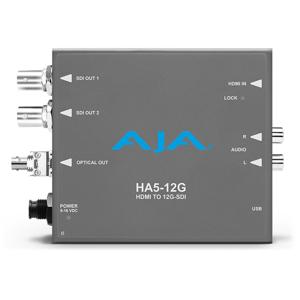 AJA HA5-12G-T-ST HDMI 2.0 to 12G-SDI Mini-Converter with ST Fiber ...