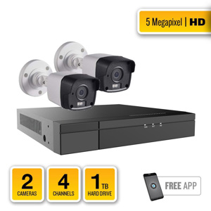 Alibi HD-TVI 4-Ch 1TB DVR Security System with 2x 5MP 65' IR Bullet ...