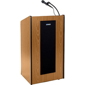 AmpliVox SW450 Plus Lectern, Handheld Mic, Medium Oak - Adorama