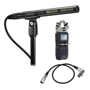 Audio-Technica AT875R Line Gradient Shotgun Mic, w/Zoom H5 Recorder & 1 ...