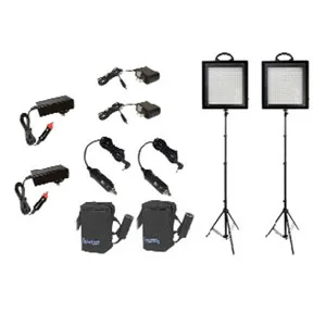 Used Bescor LED-500KB, Twin 500W LED Dimmable Studio Light & Lead Acid ...