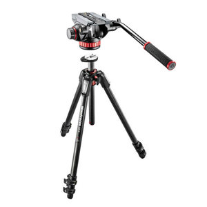 Manfrotto 055 3-Section Carbon Fiber Tripod, Bundle with 502 Pro Video ...