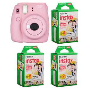 Fujifilm Instax Mini 8 + Camera, Strawberry W/Accessory Bundle