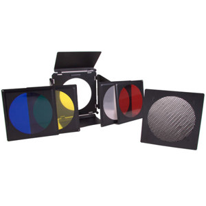 Light Modifier Kit - Featuring BarnDoors, 40 Degre Grid and 4 Color Filters