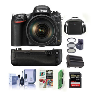 Nikon D750 DSLR Camera w/24-120 Lens Includes MB-D16 Grip + Accessory Kit
