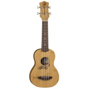 Luna Uke Bamboo Soprano Ukulele with Gigbag, 12 Frets, Satin Natural ...