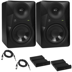 Mackie 2x MR524 5" Powered Studio Monitor with Isolation Pads & Cables ...