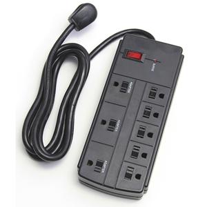 Milspec 8 Outlet Surge Strip 1200J with 6' Cord, Black D155400BK
