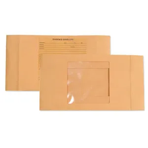 Sirchie Manila Envelope with Viewing Window, 8x11x3.5", Set of 100