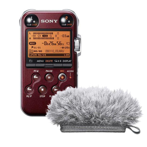 Sony PCM-M10/B Linear PCM Recorder, Red W/Sony ADPCM2 Wind Screen F/PCM-10