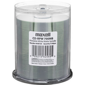 Maxell 700MB CD-R Write Once White Compact Disc, 100 Pk 648720