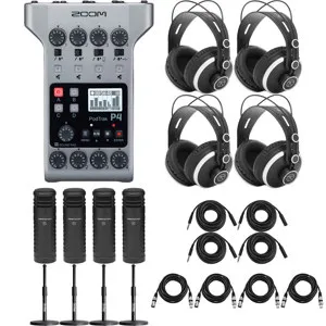Zoom PodTrak P4 Podcast Recorder, w/4x TAP500 Broadcast Mics & 4x ...