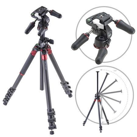 3Pod Orbit 4 Section Tripod with 3-Way Head, Carbon Fiber - Adorama