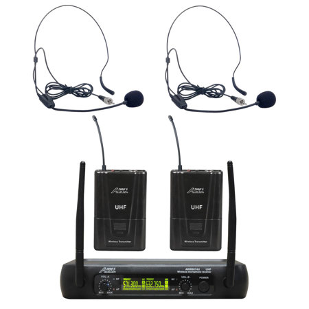 Audio 2000s AWM6074UH UHF Dual-Channel Wireless Headset Microphone System