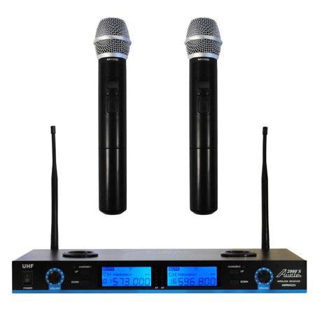 Audio 2000s AWM6522U Rechargeable UHF Dual-Channel Wireless Microphone ...