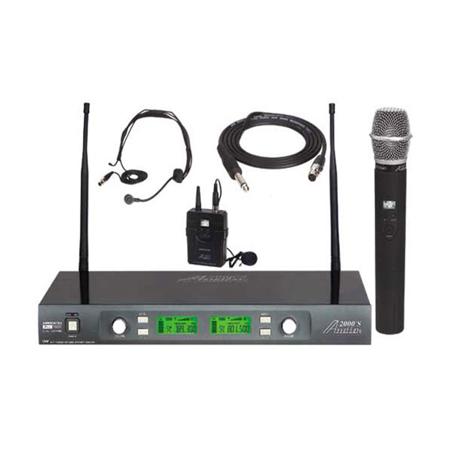 Audio 2000s AWM6547DUK UHF Dual-Diversity Handheld, Lav & Headset Mic ...