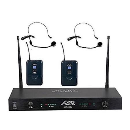Audio 2000s AWM6002UH Professional 2-Ch UHF Wireless Headset Microphone ...