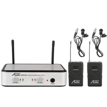 Audio 2000s AWM6035UM UHF Dual Channel Wireless Lavalier Microphones Sysetm
