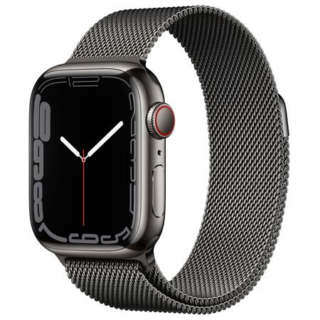 Apple Watch Series 7 GPS+Cell, 41mm Graphite SS Case, Graphite Milanese ...