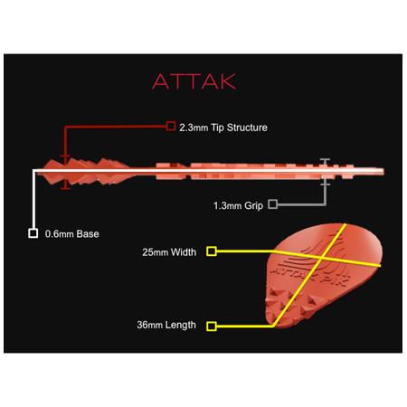 Acoustik Attak Guitar Pick, Red, 12-Pack