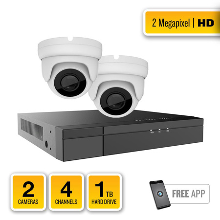 Alibi HD-TVI 4-Ch 1TB DVR Security System with 2x 2MP 65' IR Turret ...