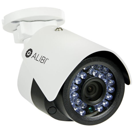 Alibi 3.0MP D/N IP Bullet Security Camera with 65' IR Distance, White/Black