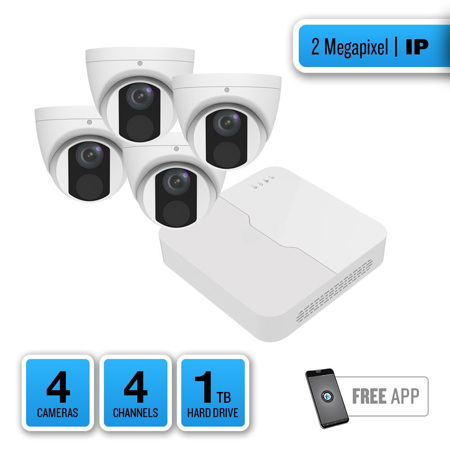 Alibi 4K Ultra HD 4-Ch 1TB NVR Security System w/4x 2MP IP Turret Dome Cameras SCSYSN2-T4041