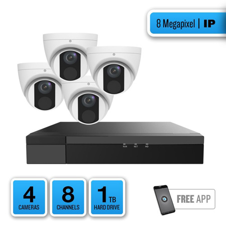 Alibi 4K Ultra HD 8-Ch 1TB NVR Security System w/4x 8MP IP Turret Dome ...