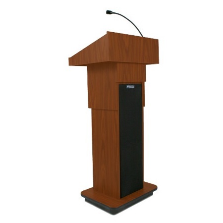 AmpliVox S505A Executive Adjustable Column Sound Lectern, Maple