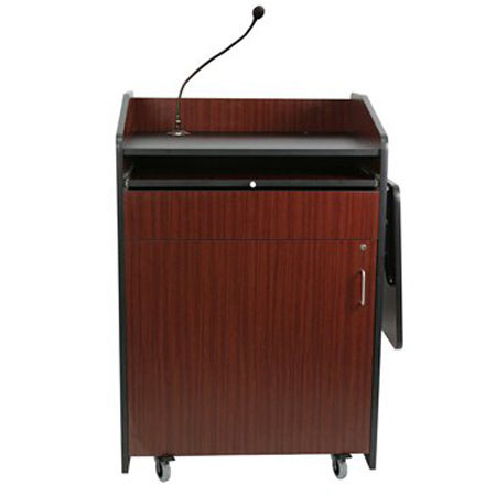 AmpliVox Multimedia Presentation Podium with Sound, Mahogany - Adorama
