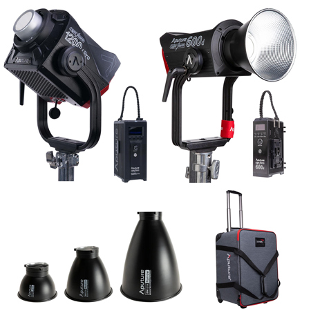 Aputure LS 1200d Pro LED Light, 3 Pack with Reflector Kit, LS 600d LED Light