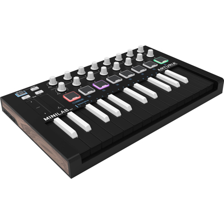 Arturia MiniLab Mk II Portable USB-MIDI Controller and Software, Black