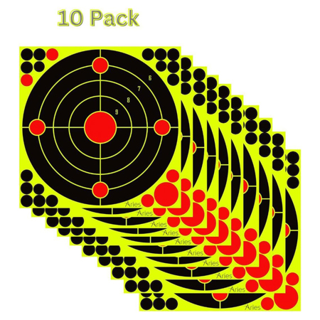 Aries 12x12" Splatter Bullseye Fluorescent Yellow Target Stickers, 10 ...