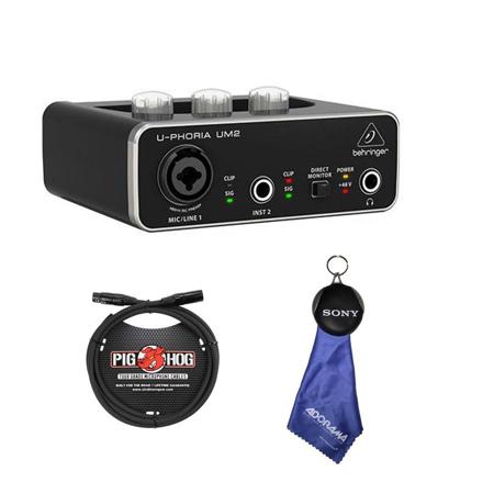 Behringer U-Phoria UM 2 Audiophile 2x2 USB Audio Interface W/6' 8mm XLR ...